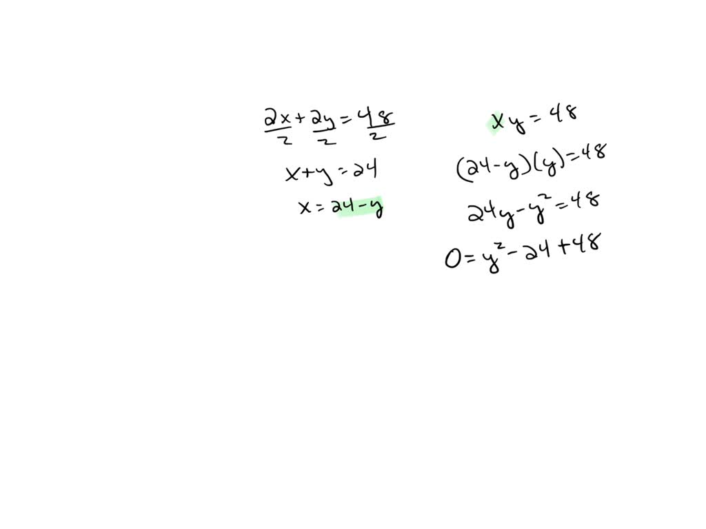 SOLVED: Do you think rectangle with perimeter of 48 units as well as an ...