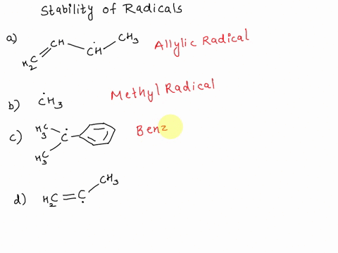 2 arrange these radicals by stability most stable to least 2...