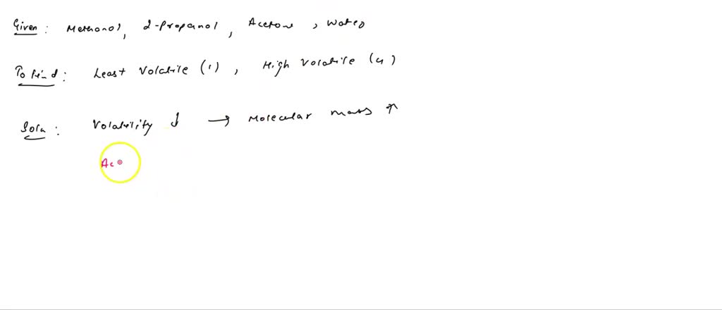 SOLVED: Rank the volatility of the following liquids from the least ...