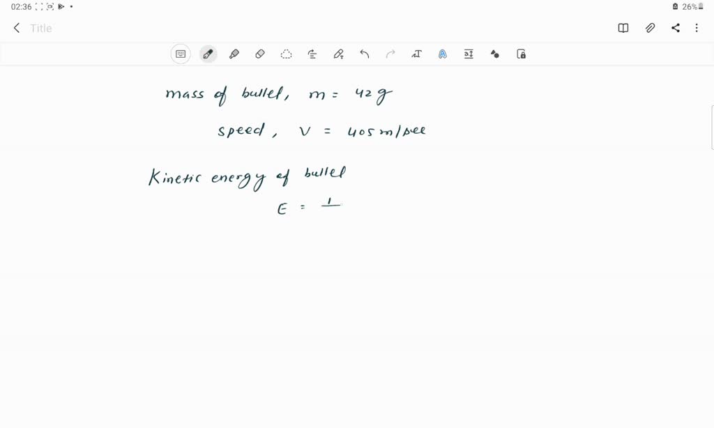 SOLVED: Calculate the kinetic energy of a 47. g bullet moving at a ...