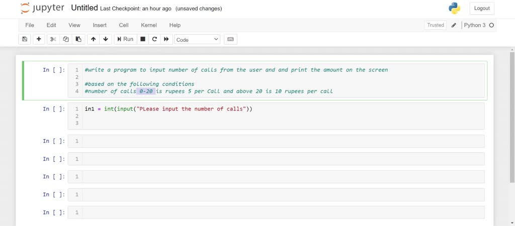 SOLVED: 'write a program to input number of calls and calculate total bill amount using scanner ...