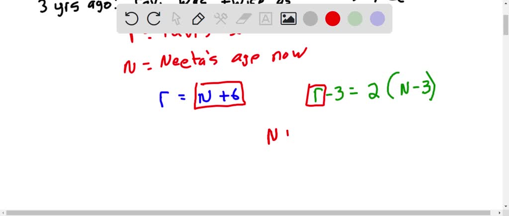 SOLVED: Ravi is now 6 years older than Neeta. Three years ago, he was ...
