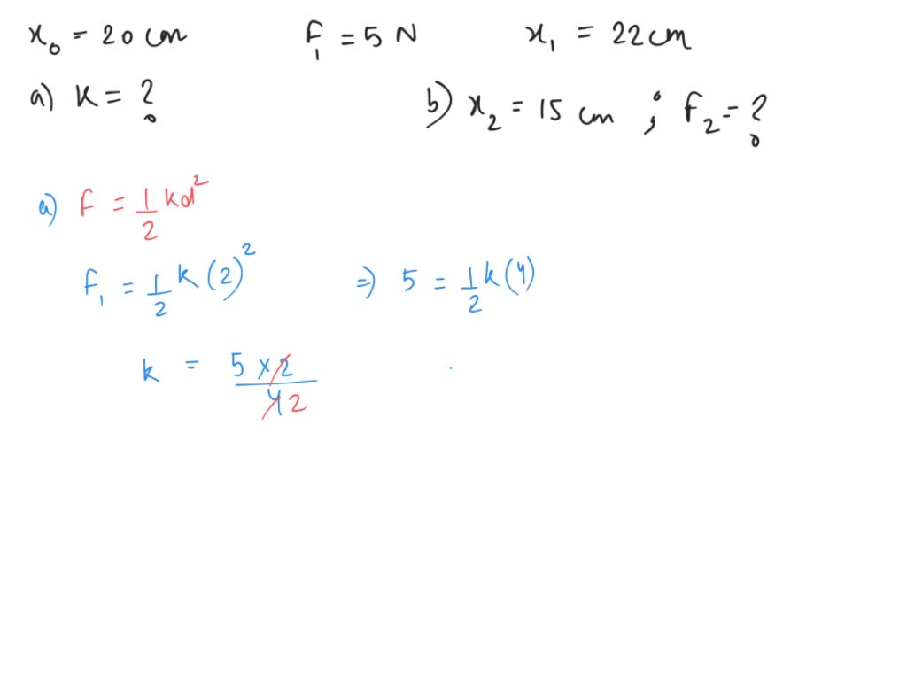 SOLVED: The relaxed length of a spring is 20 cm: A force of 5.0 N is ...