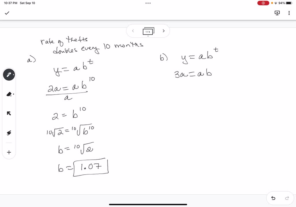 SOLVED: The rate of auto thefts doubles every 10 months. (a) Determine ...