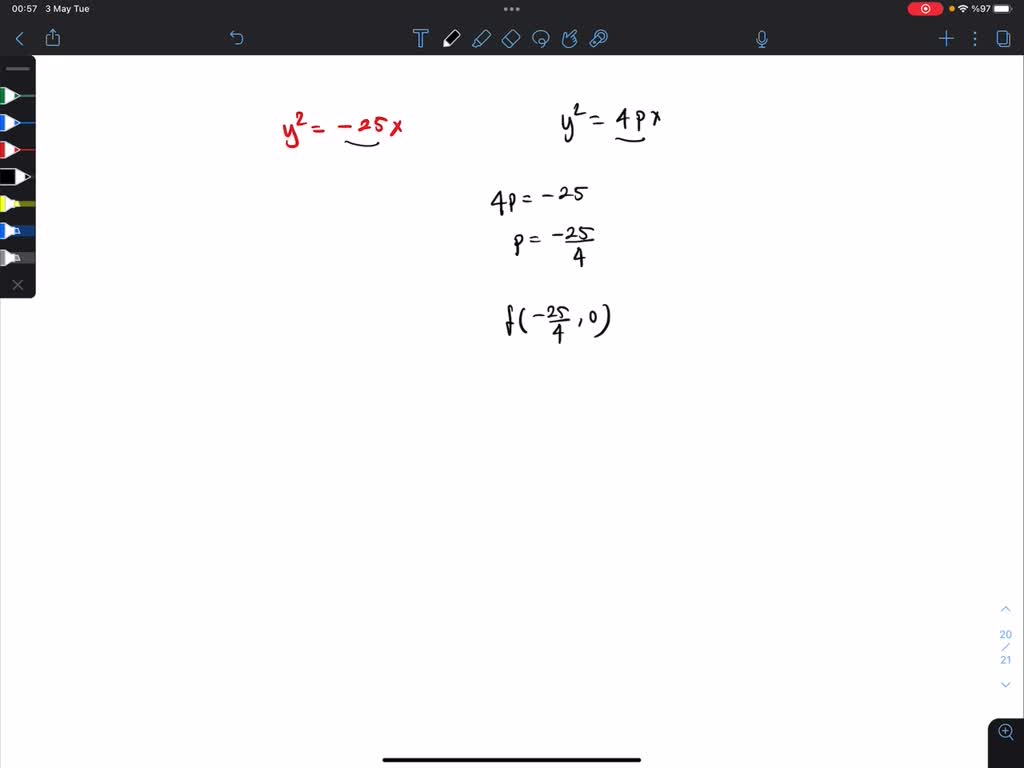 SOLVED: 'Identify the directrix, focus, and vertex of the parabola in the figure: 2019 ...