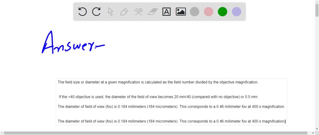 SOLVED: Suppose you measure the low power field of view with a ruler ...
