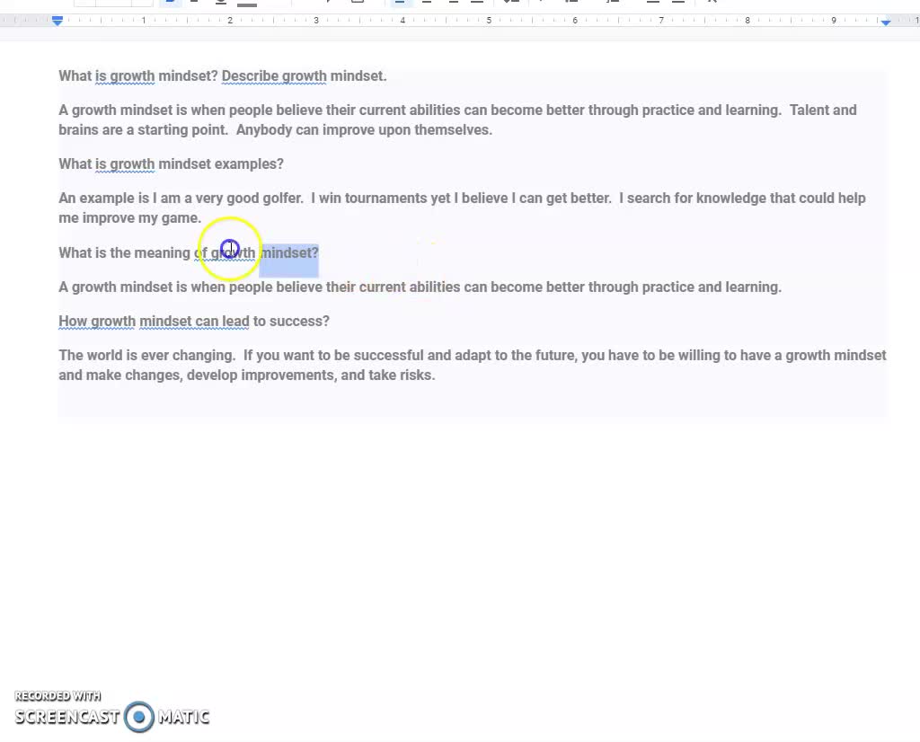 SOLVED: What is growth mindset? Describe growth mindset. What is growth ...