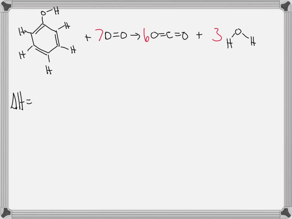 Write out the reaction for the complete combustion of phenol CHsOH ...