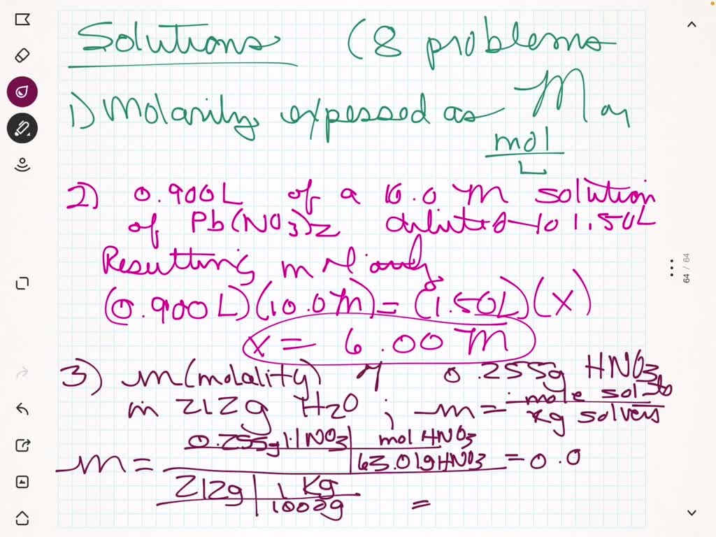 SOLVED: 15. An aqueous solution contains 15.0 mL of methanol, CH OH (molar mass 32.04 g/mol ...