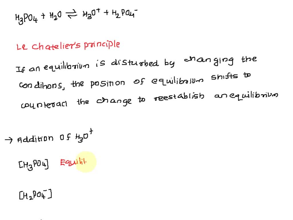 SOLVED: Consider the phosphoric acid / dihydrogen phosphate buffer equilibrium: H3PO4 + H2O â‡Œ ...