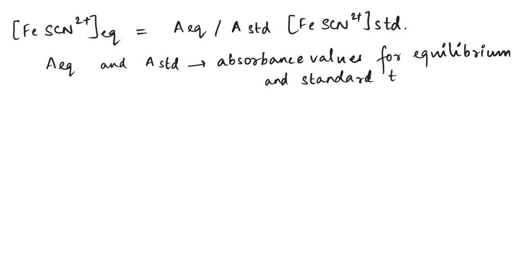 SOLVED: [FeSCN2+]eq is calculated using the formula: [FeSCN2+]eq = Aeq ...
