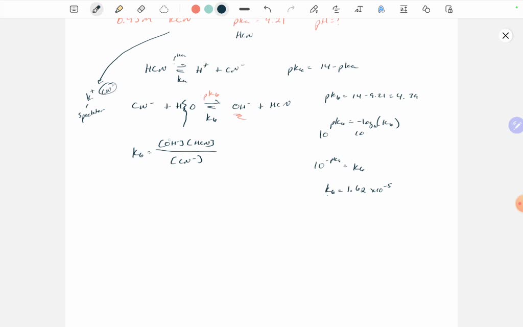 SOLVED: Eklan the Ph at 25 #€ o0 0.29M solution patassium cyonide (KCN ...