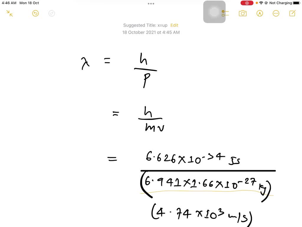 SOLVED: calculate the de broglie wavelength: SOLVED: calculate the de broglie wavelength: