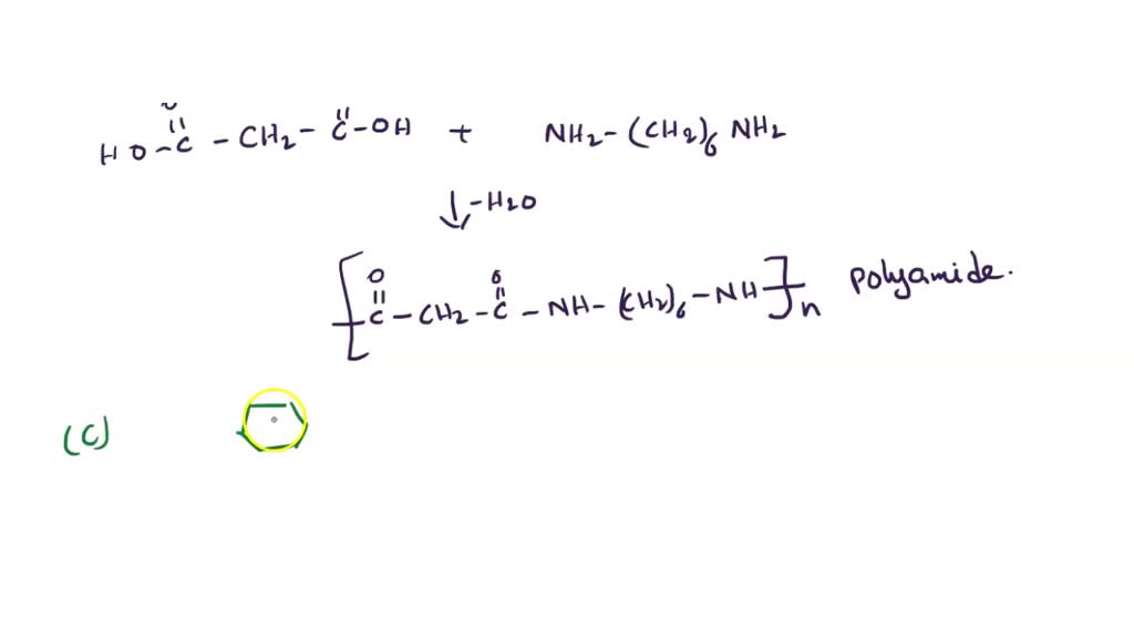 SOLVED: (b) Draw the repeating unit of the polyamide formed by the ...