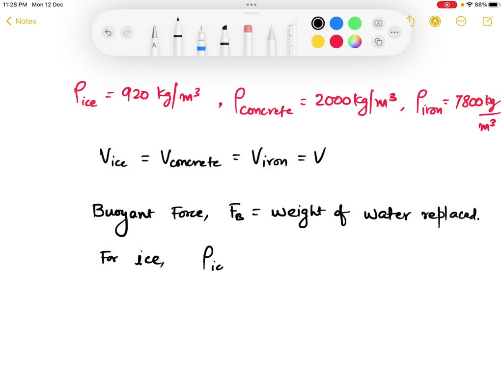 SOLVED: A block of ice (density 920 kg/m3), a block of concrete ...