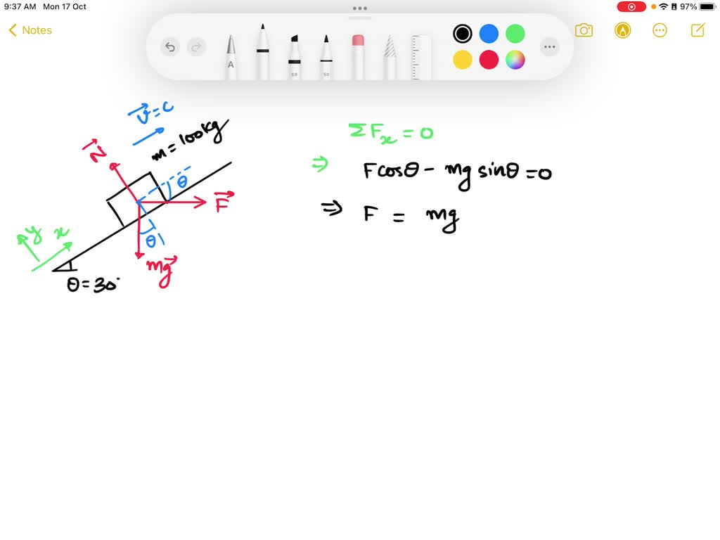 SOLVED: '4. In Fig. 5-40 ,a crate of mass m = 100 kg is pushed at constant speed up a ...