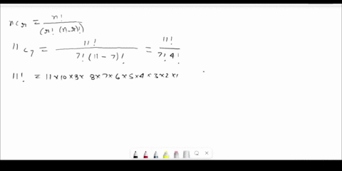Use the formula for nCr to evaluate the given...