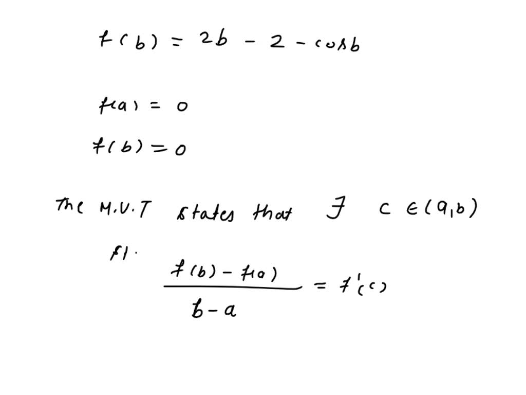 SOLVED: Show that the equation 2x - 2 - cos(x) = 0 has exactly one solution. Use both theorems.