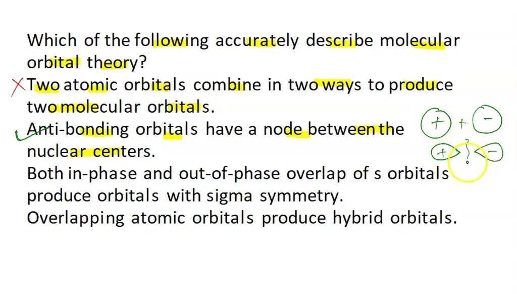 Solved Which Of The Following Accurately Describe Molecular Orbital