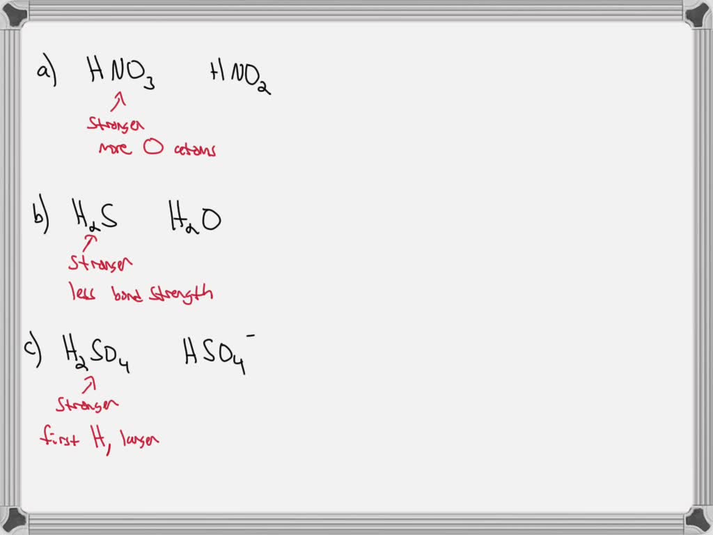 SOLVED: Explain the following observations: HNO3 is a stronger acid ...