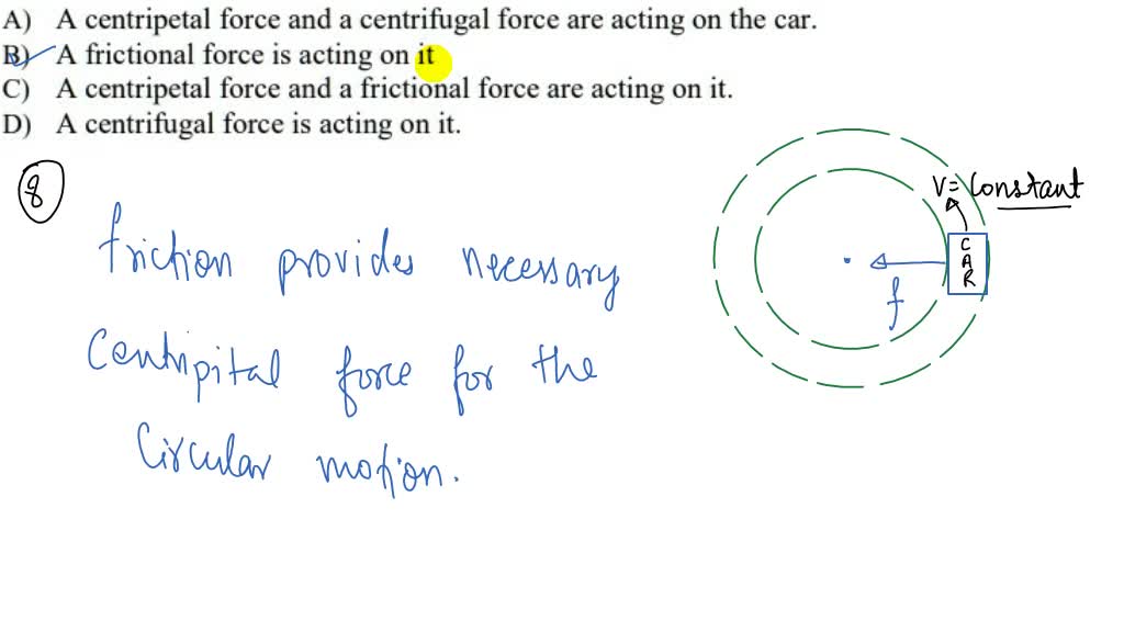 SOLVED: 33. What force provides the centripetal force on the Car ...