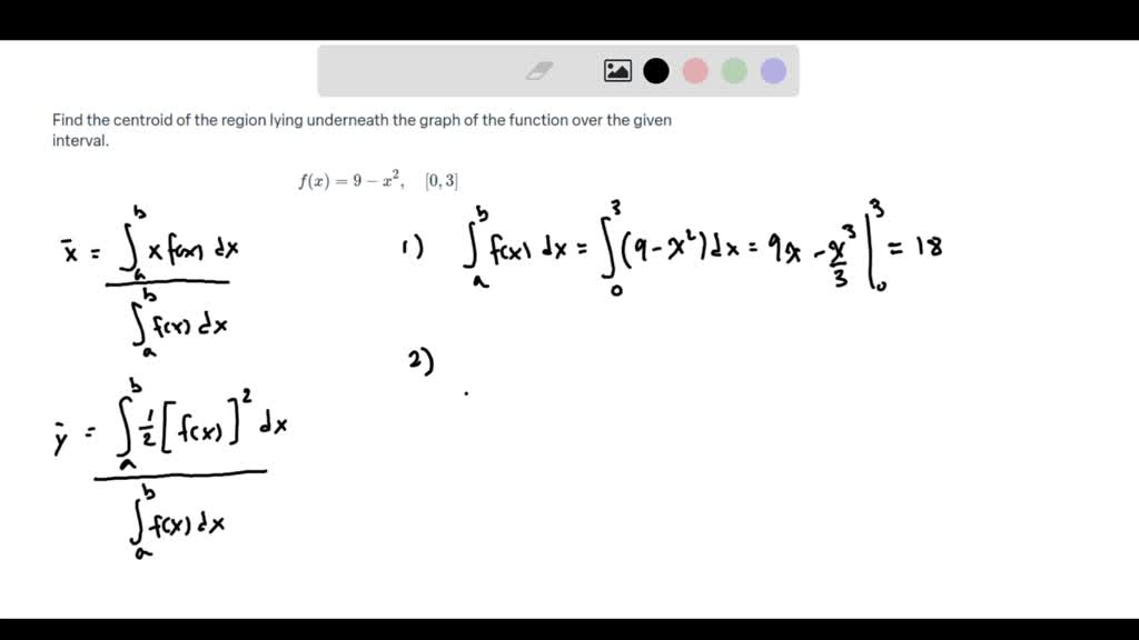SOLVED: Find the centroid of the region lying underneath the graph of the function over the ...