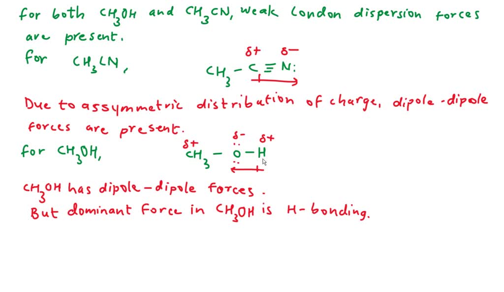 SOLVED: Consider the following molecules, CH3OH or CH3CN. List all the ...