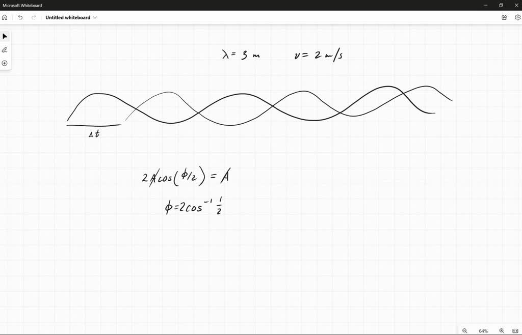 SOLVED: Two identical sinusoidal waves with wavelengths of 3.00 m travel in the same direction ...