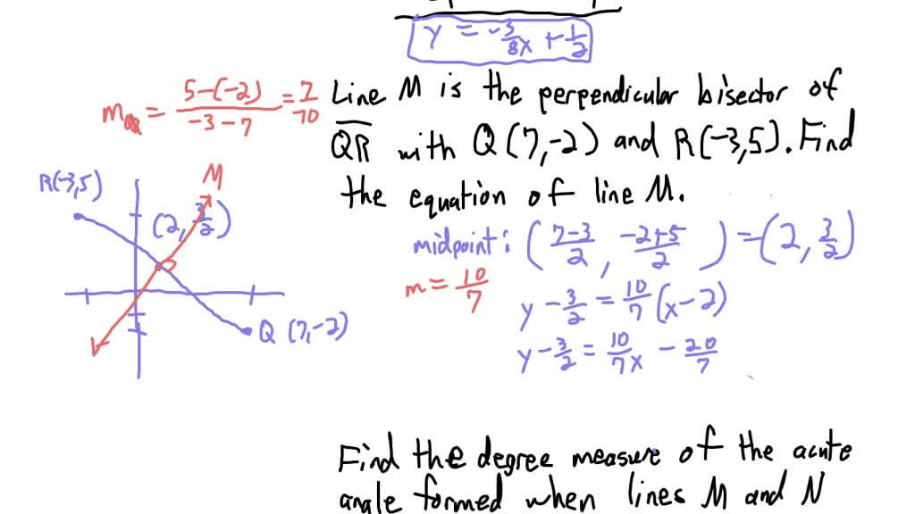 SOLVED: (a) Line L passes through the point P(4,–1) and is perpendicular to the line y=(8/3)x+2 ...