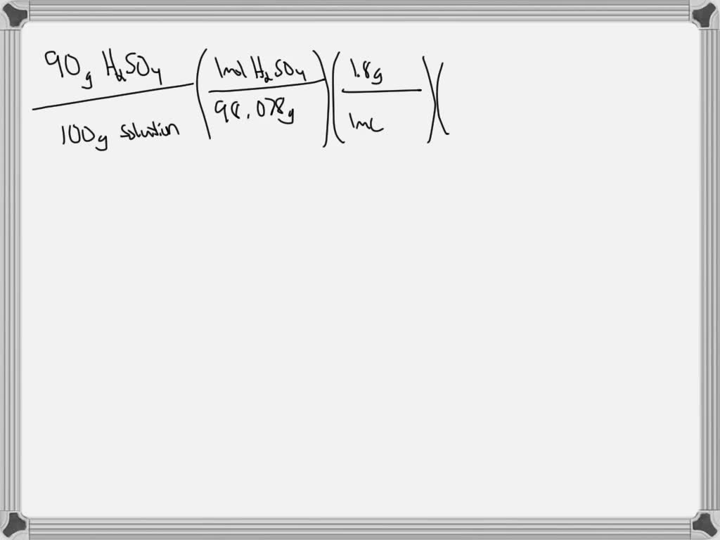 SOLVED: The density of sulfuric acid is 1.84 g/mL What volume of acids ...