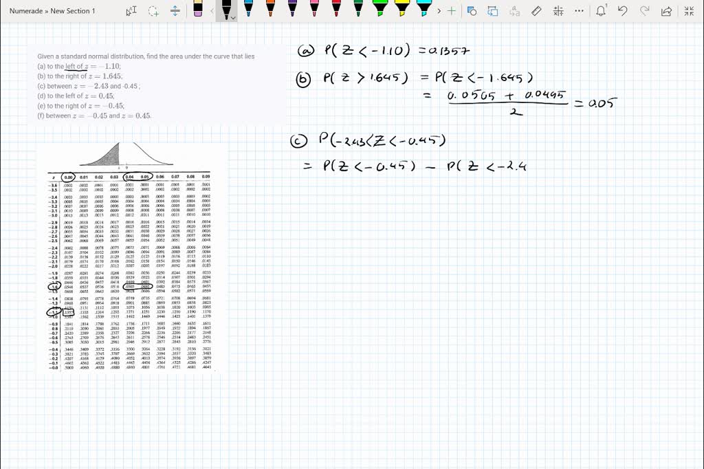 SOLVED: Given a standard normal distribution, find the area under the curve that lies (a) to the ...