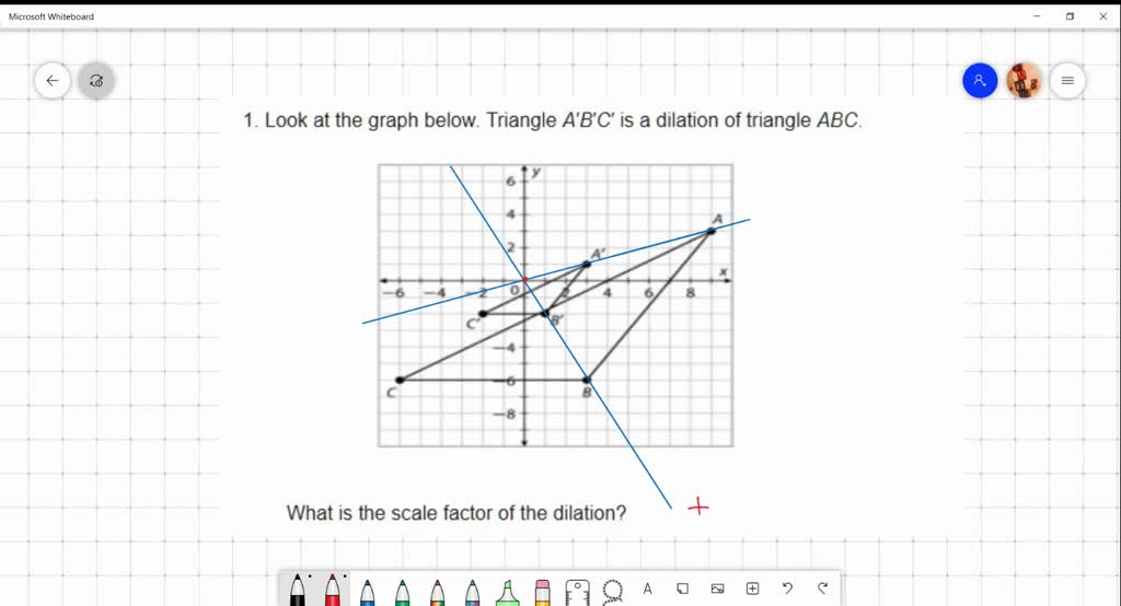 SOLVED: Look at the graph below Triangle A'B'C' is dilation of triangle ABC. What is the scale ...