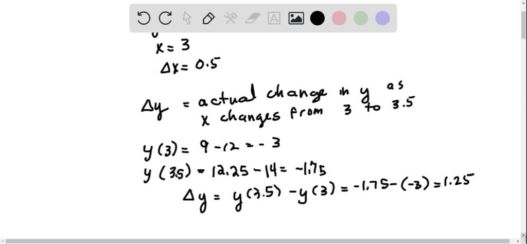 SOLVED:Compute $ \Delta y $ and $ dy $ for the given values of $ x ...