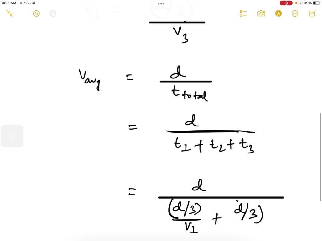 SOLVED: A particle cover each 1/3 of the total distance with speed v1 ...