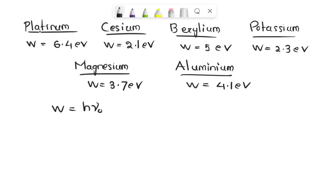 SOLVED: The six metals have the work functions: Part A Rank these ...