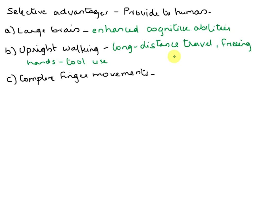 SOLVED: What selective advantage does each of the following traits ...