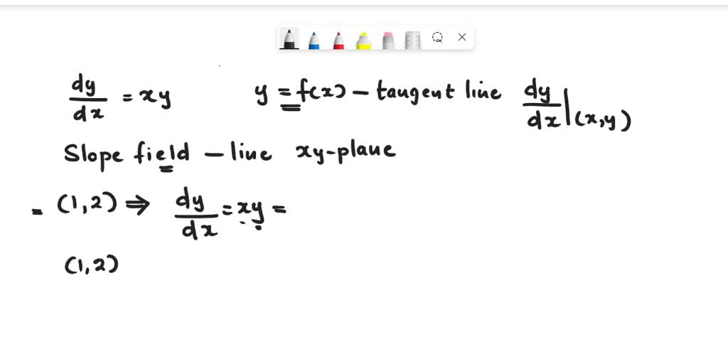 SOLVED: In drawing the slope field for the differential equation dy/dx ...