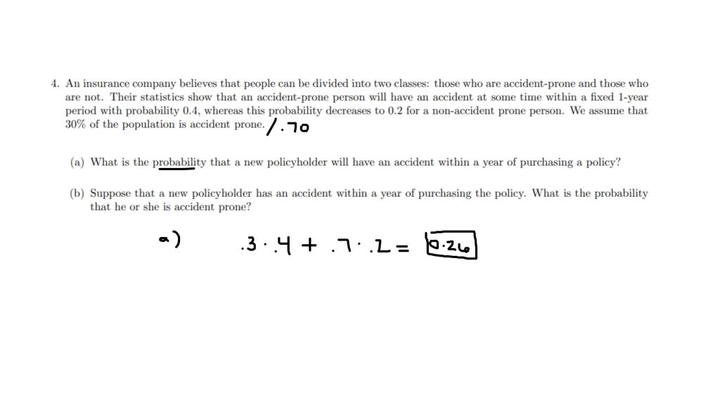 SOLVED: 4. An insurance company believes that people can be divided ...