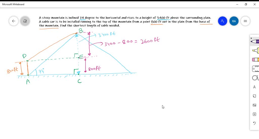 SOLVED A Steep Mountain Is Inclined 74 Degree To The Horizontal And