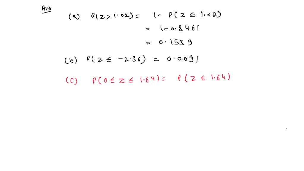 SOLVED: Find the following probabilities based on the standard normal ...