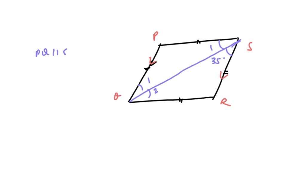 SOLVED: EXERCISE 4 PQRS is a rhombus with S = 35" Calculate the size of ...