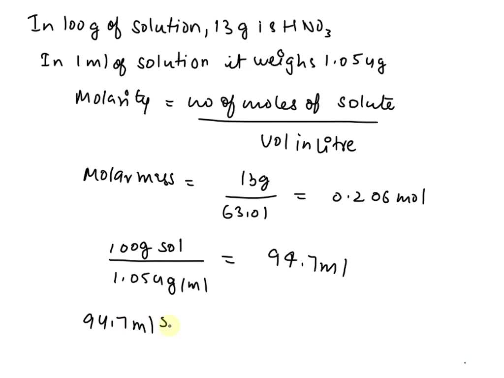 SOLVED: An aqueous solution at 25 C is 5.64% LiOH by mass and has a density of 1.080 g/mL, what ...