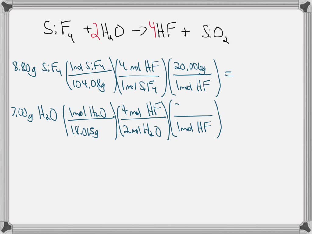 SOLVED: For the following reaction, 12.6 grams of silicon tetrafluoride ...