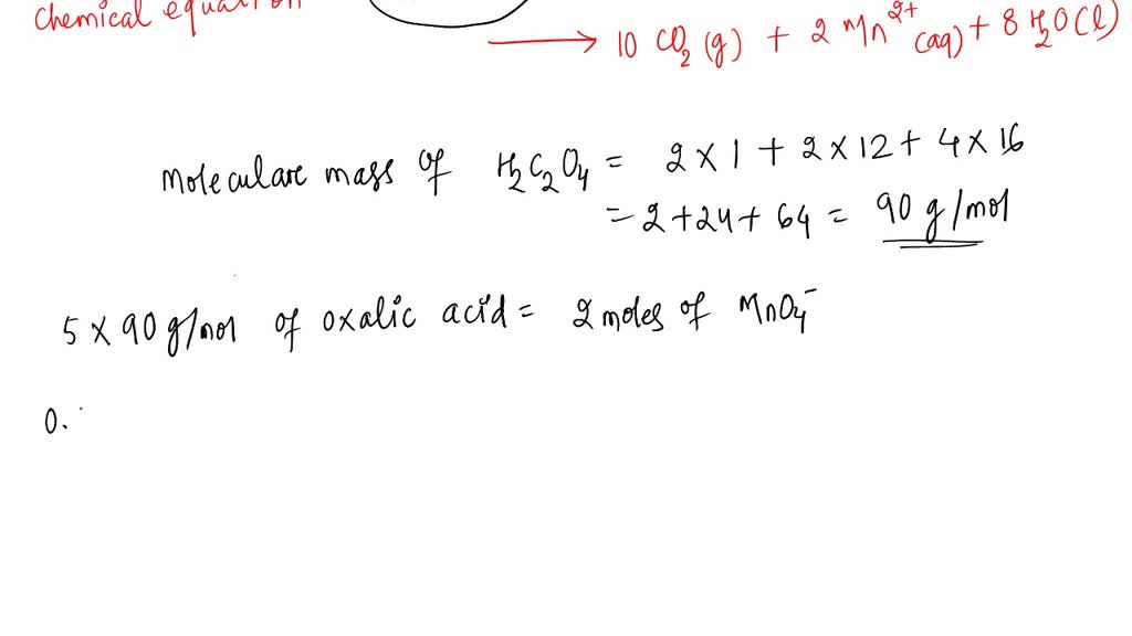 SOLVED: According to the balanced chemical equation 5 H2C2O4(aq) + 2 ...