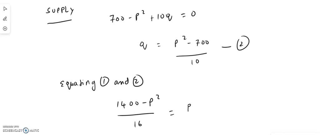 SOLVED: If the demand function for a commodity is given by the equation p^2 + 16q = 1400 and the ...