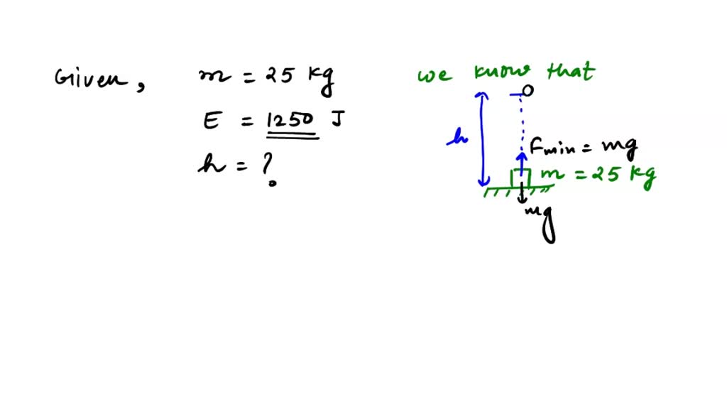 SOLVED: In lifting a mass of 25 kg to a certain height 1250 J energy is utilized. Calculate to ...