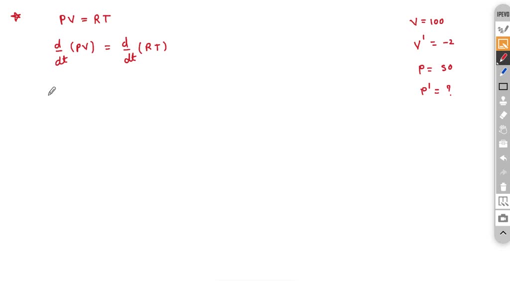 SOLVED: An ideal gas satisfies the equation PV = RT, where P is the ...