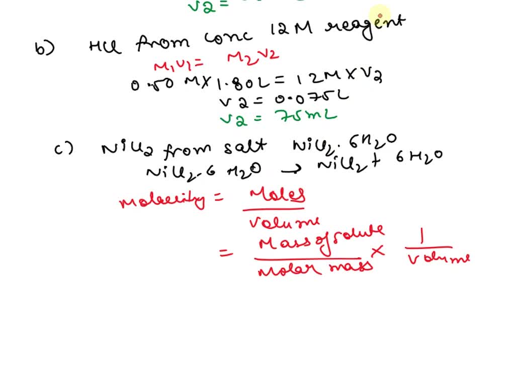 SOLVED: How would you prepare 1.10 L of a 0.10-M solution of each of ...