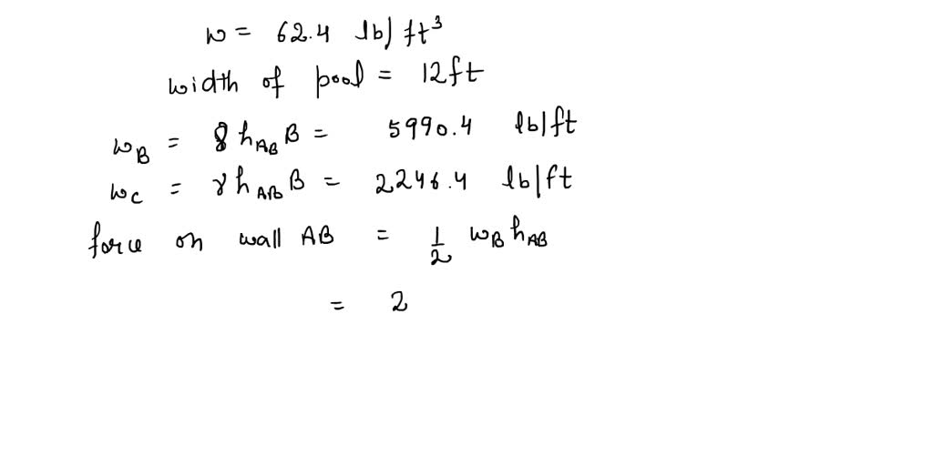 SOLVED: A swimming pool has a width of 12 ft ad a side profile as shown ...
