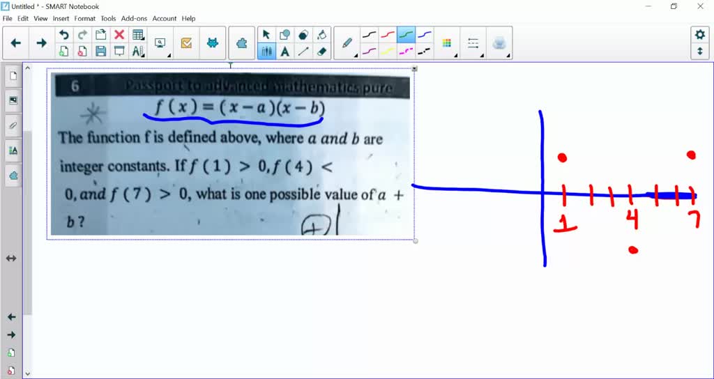 SOLVED: The function f(x) = (x-a)(x-b) is defined above, where a and b are integer constants. If ...